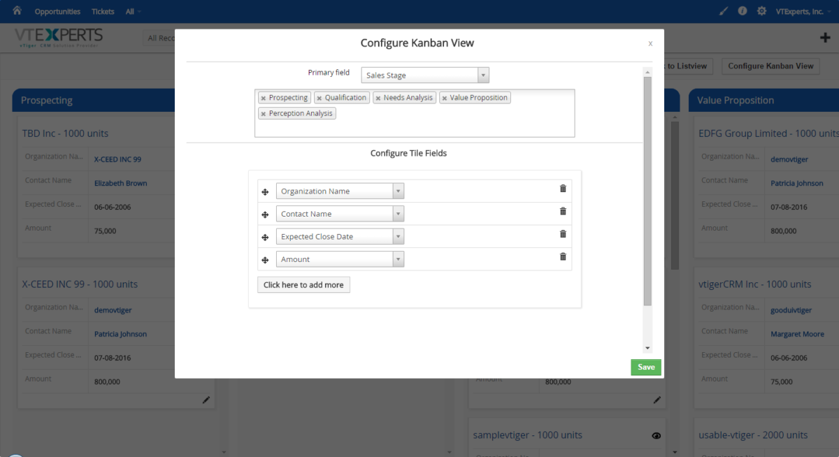Kanban/Pipeline View - VTiger Experts