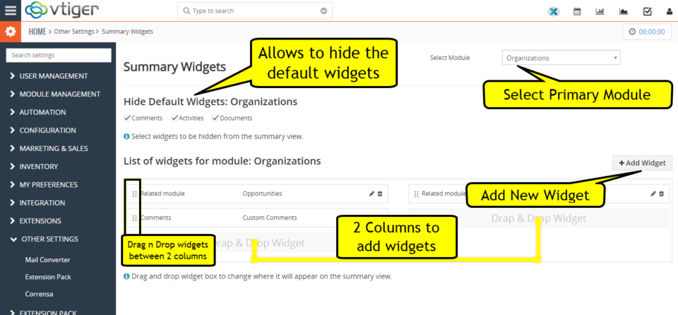 Summary Widgets - VTiger Experts