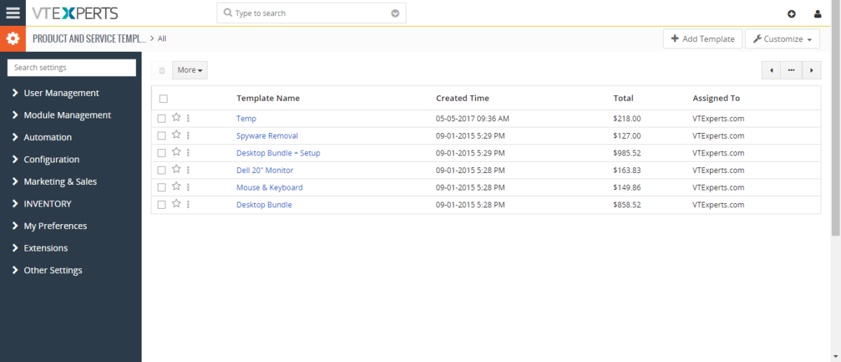 Quote/Invoice/Order Templates - VTiger Experts