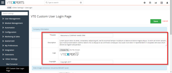 Customize VTiger Login Page In VTiger 7 - VTiger Experts