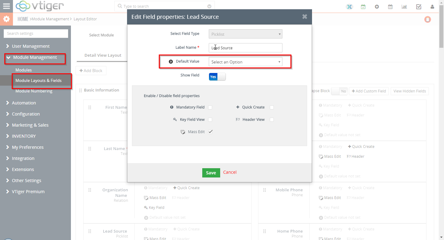 Set Default Field Value In VTiger 7 VTiger Experts