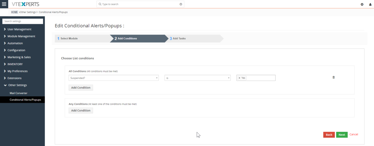Conditional Alerts/Popups - VTiger Experts