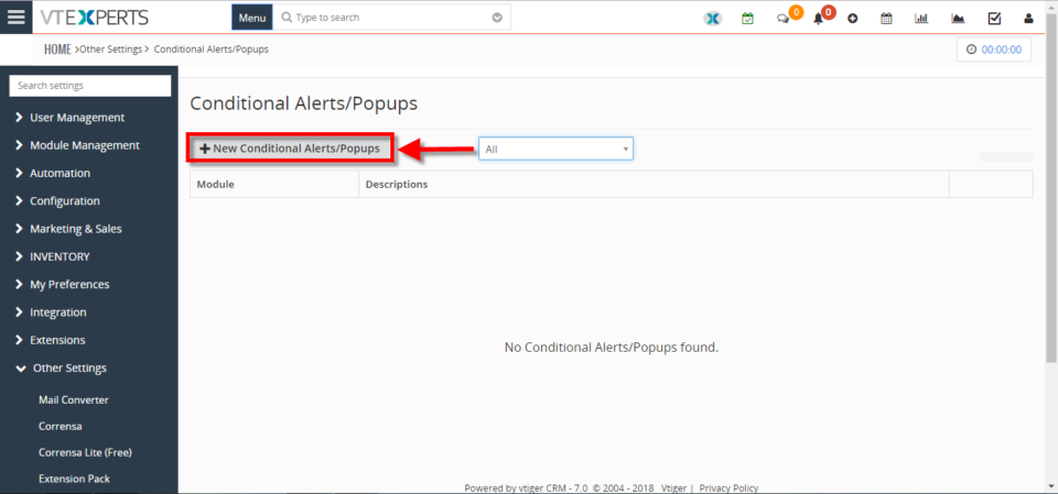 Create Alert/Popup In VTiger 7 - VTiger Experts