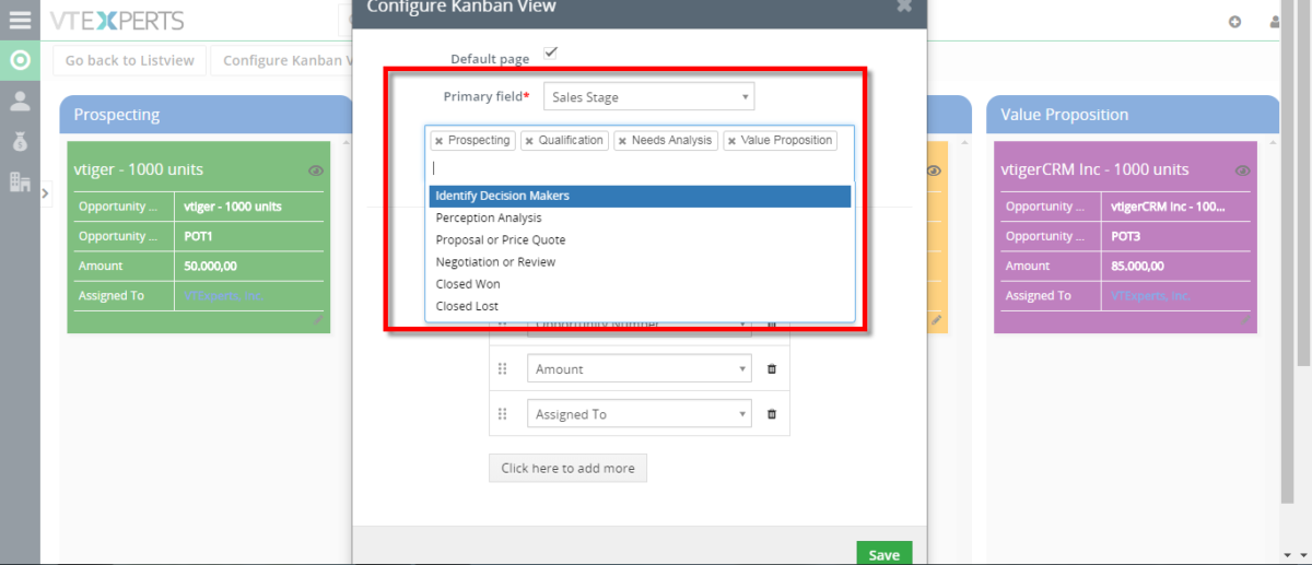 Turn On Kanban View In Opportunities In VTiger 7 - VTiger Experts