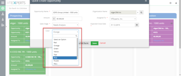 Change Tile Colors On Kanban View In VTiger 7 - VTiger Experts