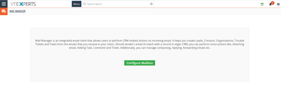 Vtiger 7 CRM Mail Manager - VTiger Experts